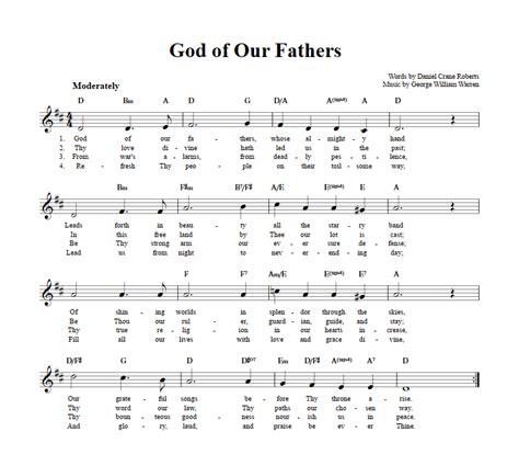 God Of Our Fathers E Flat Instrument Sheet Music Lead Sheet With