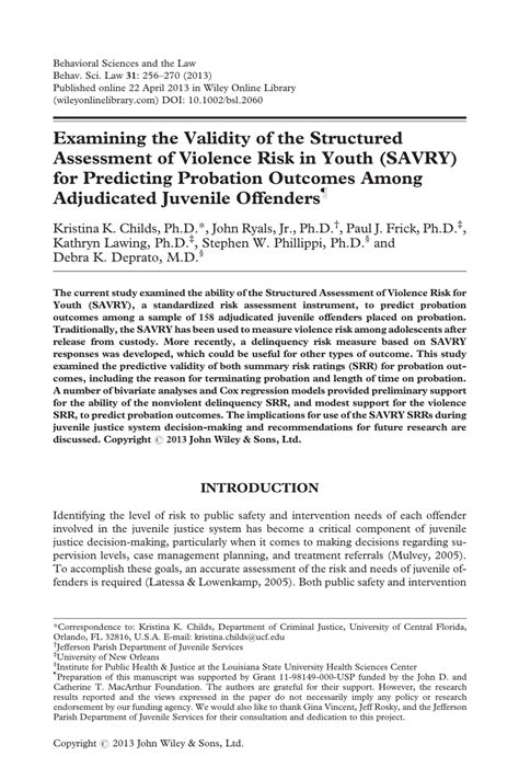 Pdf Examining The Validity Of The Structured Assessment Of Violence