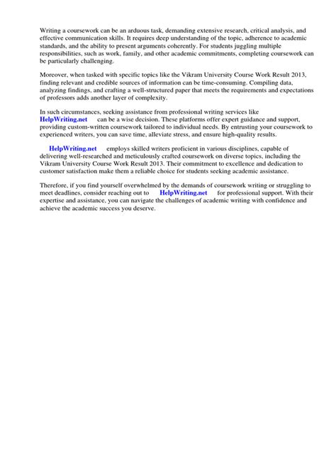 Vikram University Course Work Result 2013 Pdf University And