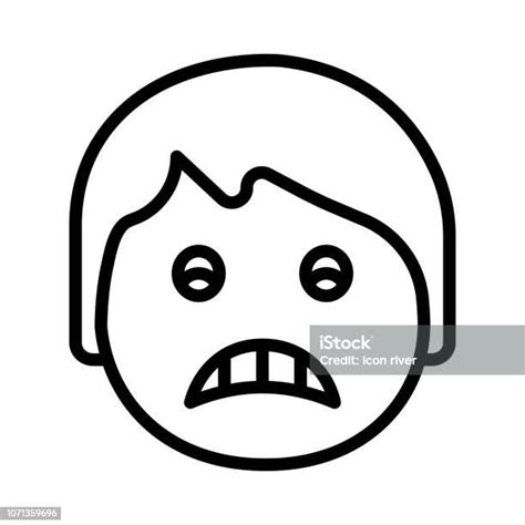찡그린 스마일 이모티콘 걱정하는에 대한 스톡 벡터 아트 및 기타 이미지 걱정하는 겁먹은 귀여운 Istock