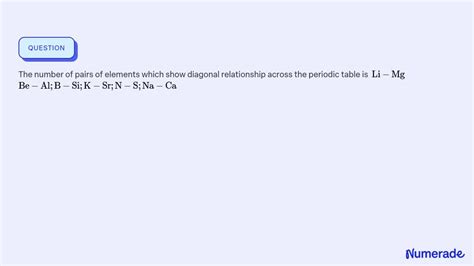 Solvedthe Number Of Pairs Of Elements Which Show Diagonal Relationship