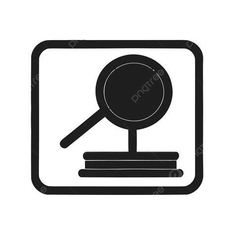 흰색 배경의 돋보기의 검은색 상징 벡터 흰색 배경에 경매의 단순한 검은색 아이콘 그림자 없음 작은 프레임 중앙 Png 일러스트 및 벡터 에 대한 무료 다운로드