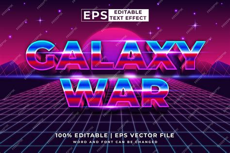 Premium Vector Editable Text Effect Galaxy War Retro 3d 80s Template Style Premium Vector
