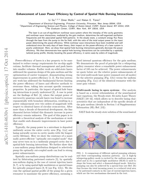 Pdf Enhancement Of Laser Power Efficiency By Control Of Spatial Hole Burning Interactions