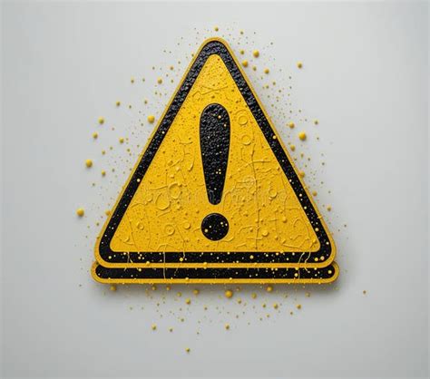Bright Yellow Caution Sign Isolated On White Background A Minimalist