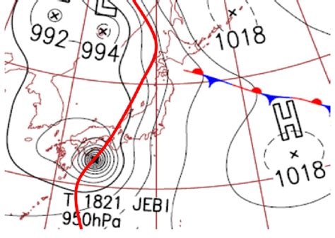 Japan Meteorological Agencys Weather Map Immediately Before Jebi Made