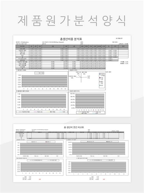 제품 원가 분석 양식 엑셀 excel 및 구글 스프레드 시트 무료 다운로드 slidesdocs