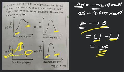 Previous Years Questions For A Reaction AB Enthalpy Of Reaction Is