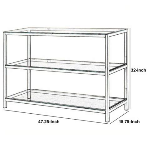 Glass And Metal Frame Sofa Table With 2 Open Shelves Silver And Clear