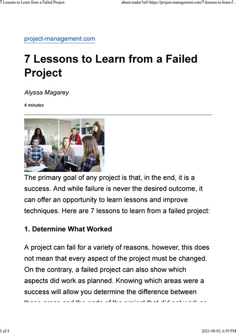 7 Lessons To Learn From A Failed Project Project Management 7 Lessons To Learn From A Failed