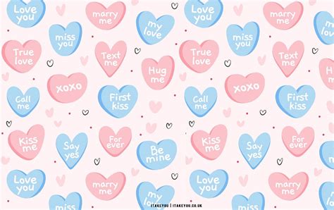 40 Cute Valentines Day Wallpaper Ideas Soft Blue And Pink Candy Heart