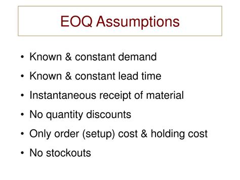 PPT EOQ Model Economic Order Quantity PowerPoint Presentation Free