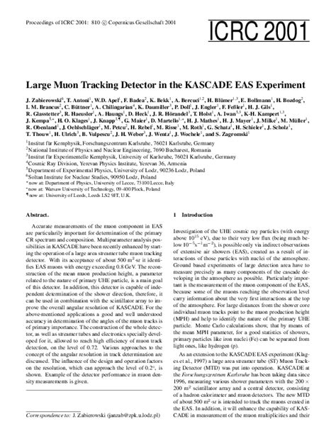 Pdf Large Muon Tracking Detector In The Kascade Eas Experiment