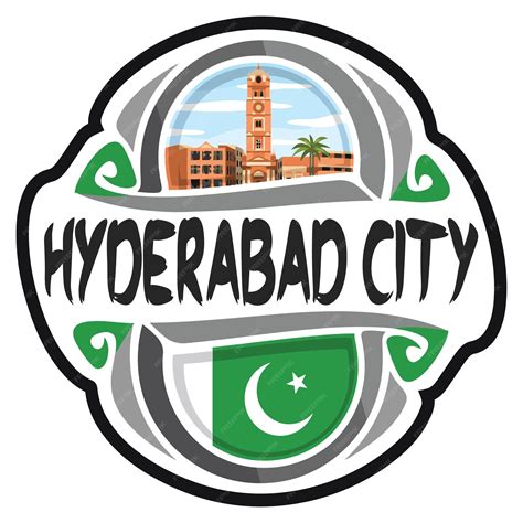 Premium Vector Hyderabad City Pakistan Flag Travel Souvenir Skyline Landmark Logo Badge Stamp