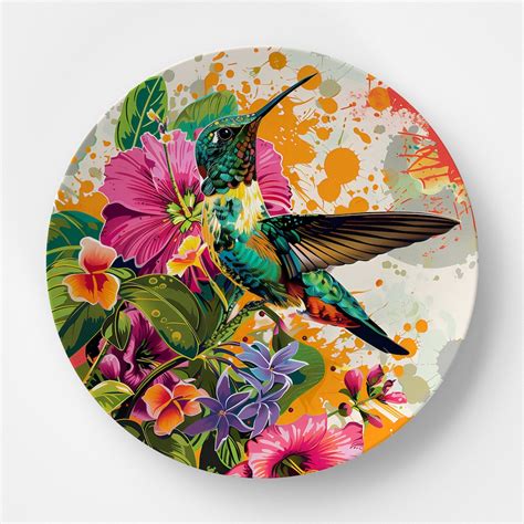 Tropical Hummingbird Decoware 10 Inch Dinner Plate Etsy