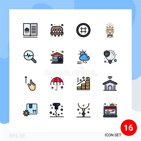 16 Universal Flat Color Filled Lines Set For Web And Mobile Applications Royal King Food