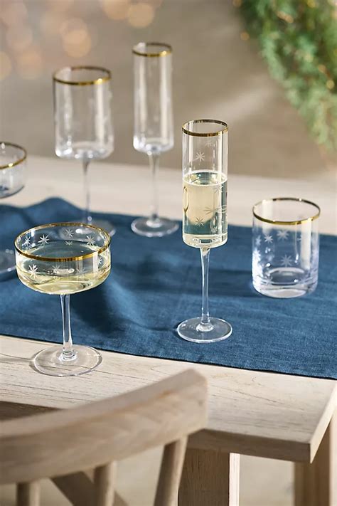 Starry Gold Rim Wine Glasses Set Of 2 Terrain