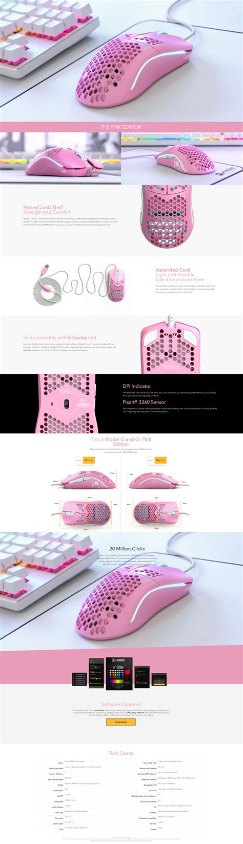 Buy Glorious Model O Minus RGB Gaming Mouse Matte Pink Limited Edition With Cheapest Price In