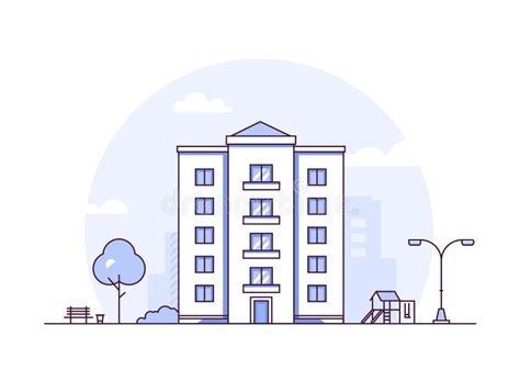Paisaje Urbano Línea Fina Moderna Ejemplo Del Vector Del Estilo Del