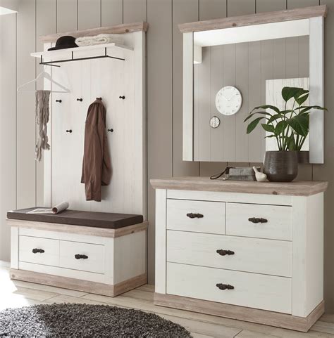 Garderobe Rovola In Pinie Weiß Set 4 Tlg 224 Cm