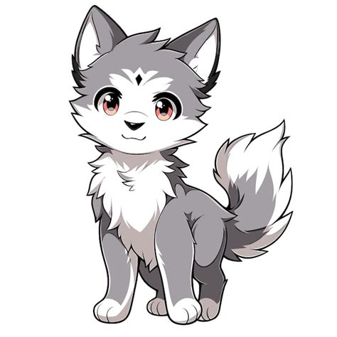 Loup Chibi Vecteur Premium