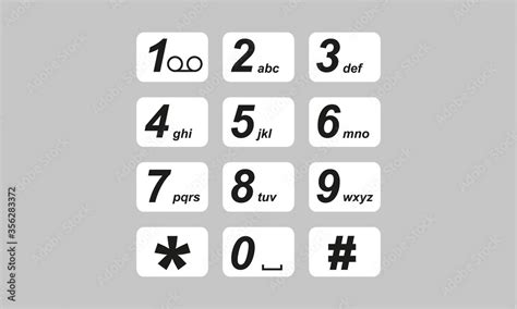 Vecteur Stock Numeric Keyboard Numbers From Zero To Nine With Their Letters And Symbols Such