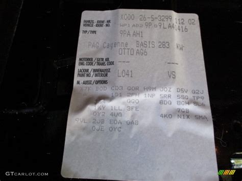 2009 Porsche Cayenne S Color Code Photos