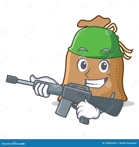 Army Sack Character Cartoon Style Stock Vector Illustration Of Patch