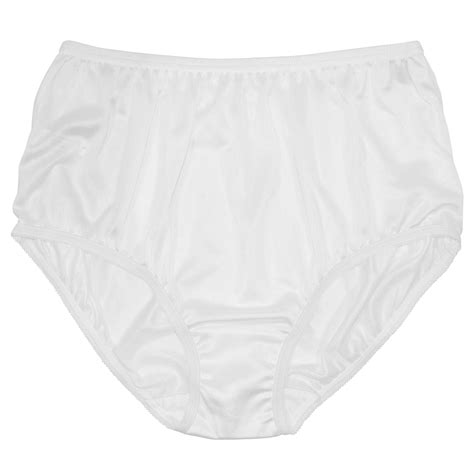 Classic Nylon Full Coverage Brief Panty White 4 Pack Plain Jane