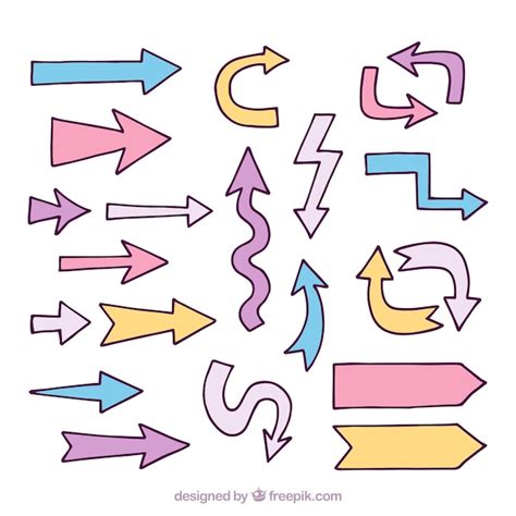 Conjunto De Flechas Coloridas Para Marcar En Estilo Hecho A Mano