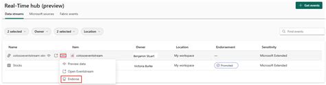 Endorse Streams In Fabric Real Time Hub Microsoft Fabric Microsoft
