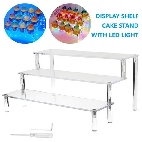 Cupcake Stand 3 Tiers Cake Display Stand With Led Light String Acrylic
