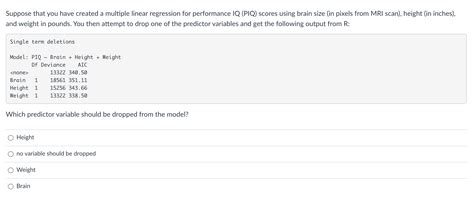 Solved Suppose That You Have Created A Multiple Linear Chegg