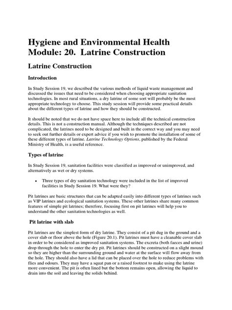 Latrine Construction Pdf Toilet Sanitation
