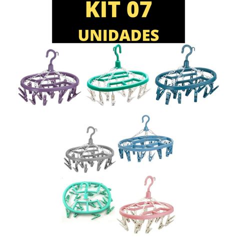Kit 07 Varal De Calcinhas Para Roupas Intimas Cueca Calcinha Meia 18 Prendedores Oval De