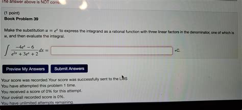 Solved The Answer Above Is Not Corre 1 Point Book Problem