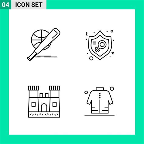 Pack Of 4 Line Style Icon Set Outline Symbols For Print Creative Signs Isolated On White