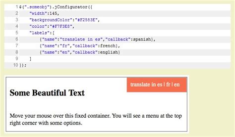 implement a floating configuration panel to dom elements bypeople