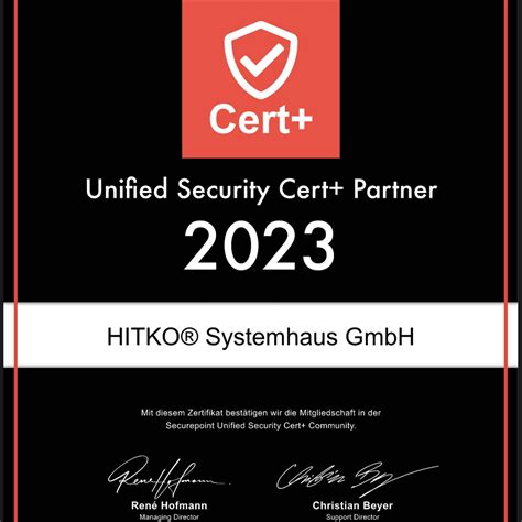Zertifizierung Zum Cert Partner HITKO Systemhaus GmbH