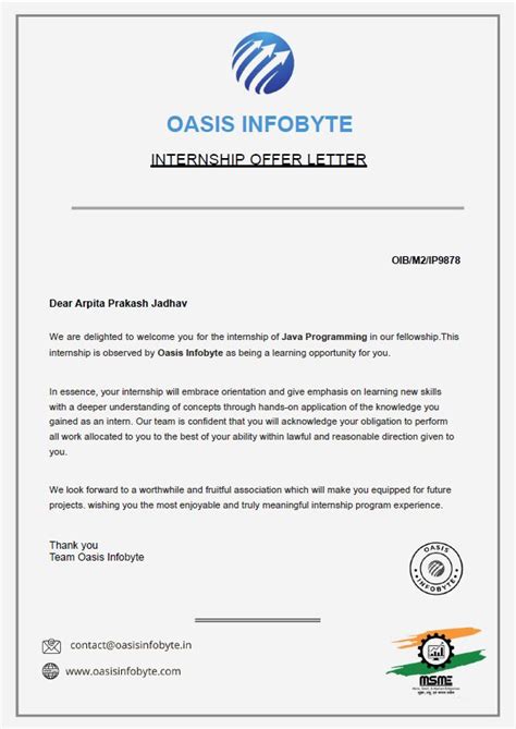 Oasisinfobyte Internship Java Development Oasisinfobyte