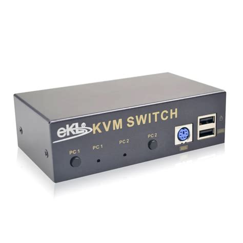 EKL PORT VGA KVM Switch USB PS Keyboard Mouse VGA Switch Box With PCS KVM Cable Support