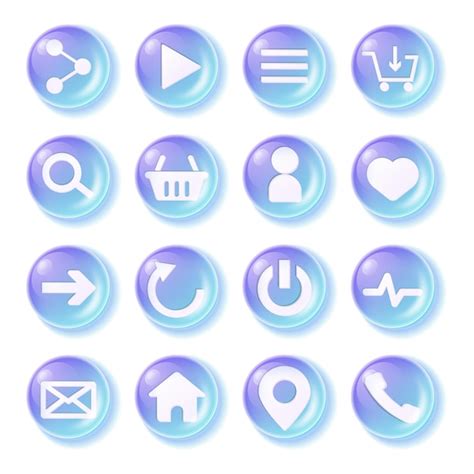 Premium Vector Set Of Round Glass Icons