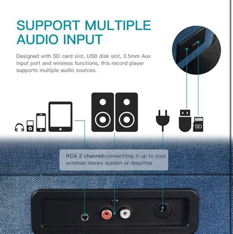 Vinyl Record Player Dodocool Vintage Turntable 3 Speed Built In 2 Stereo Speakers Vinyl To