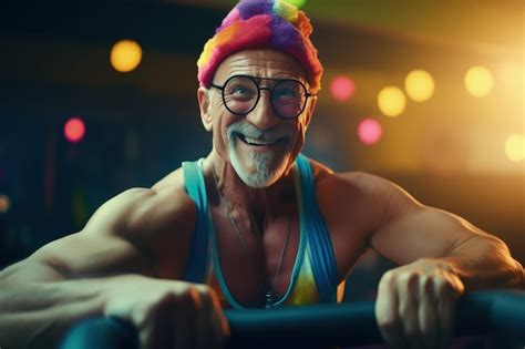 Premium Ai Image A Man Wearing Glasses And A Rainbow Colored Hat