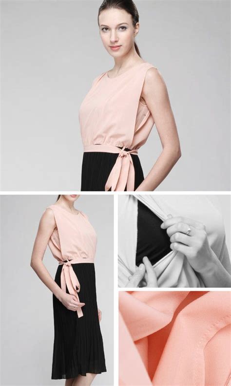 NUDE BLACK Chiffon Pleated Nursing Dress Chiffon Breastfeeding Dress