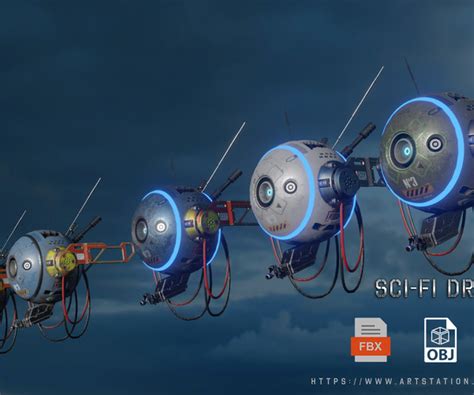 Artstation Sci Fi Drone Game Assets