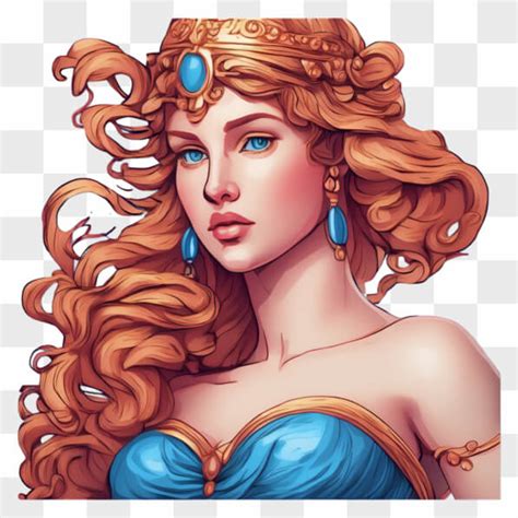 Download Stunning Woman With Long Curly Hair And Elaborate Headdress
