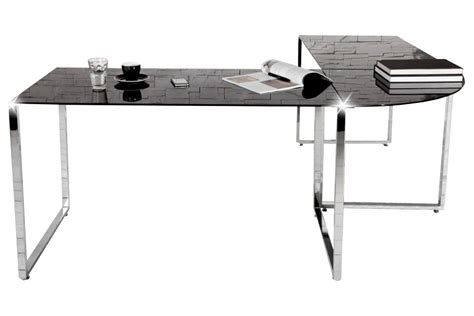 Design Eckschreibtisch Glas Schwarz Metall Chrom Wohnhaus By Von Marburg