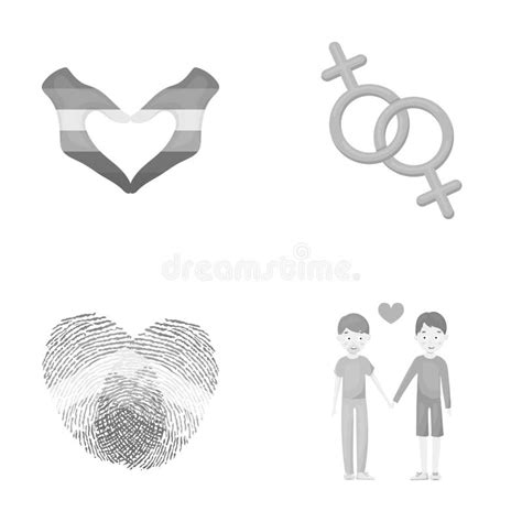 Hands Feminism Fingerprints Gay Set Collection Icons In Monochrome