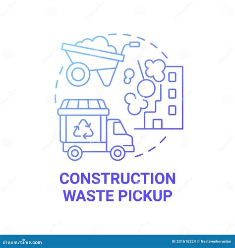Construction Waste Pickup Blue Gradient Concept Icon Stock Vector
